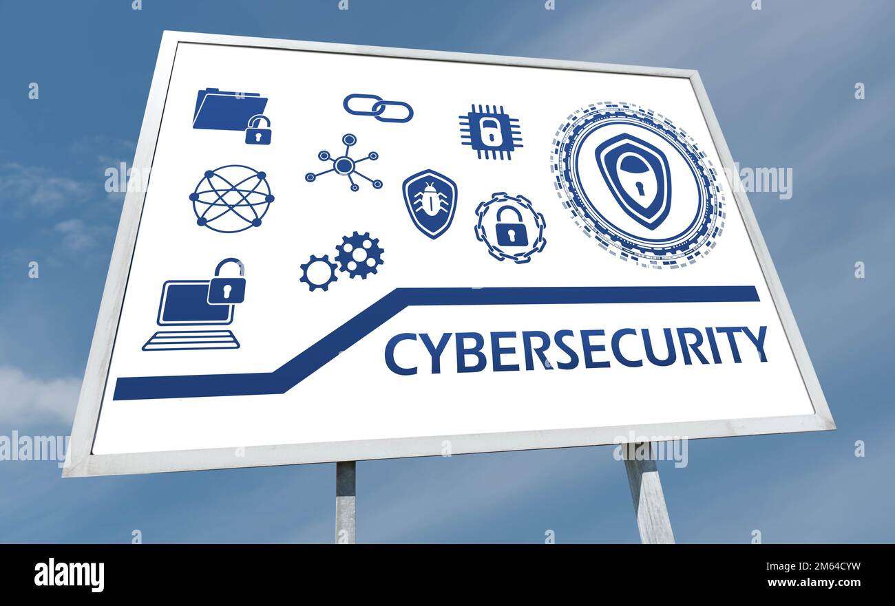 Cybersecurity concept drawn on a billboard Stock Photo - Alamy