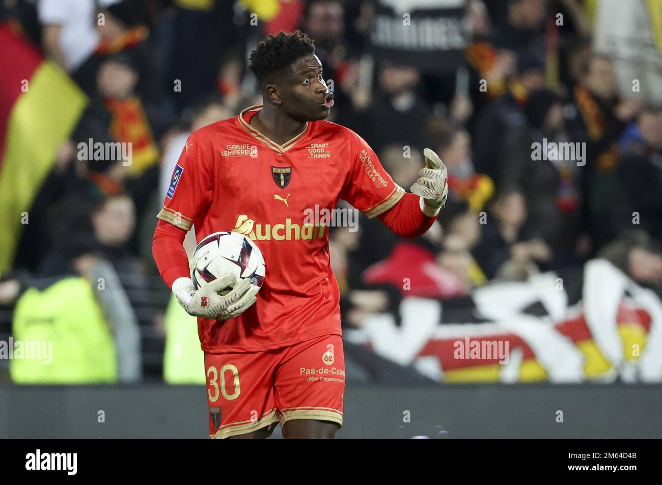 Goalkeeper of Lens Brice Samba during the French championship Ligue 1 ...