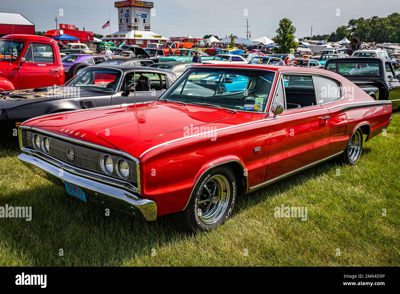 Iola, WI - July 07, 2022: High perspective front corner view of a 1967 ...