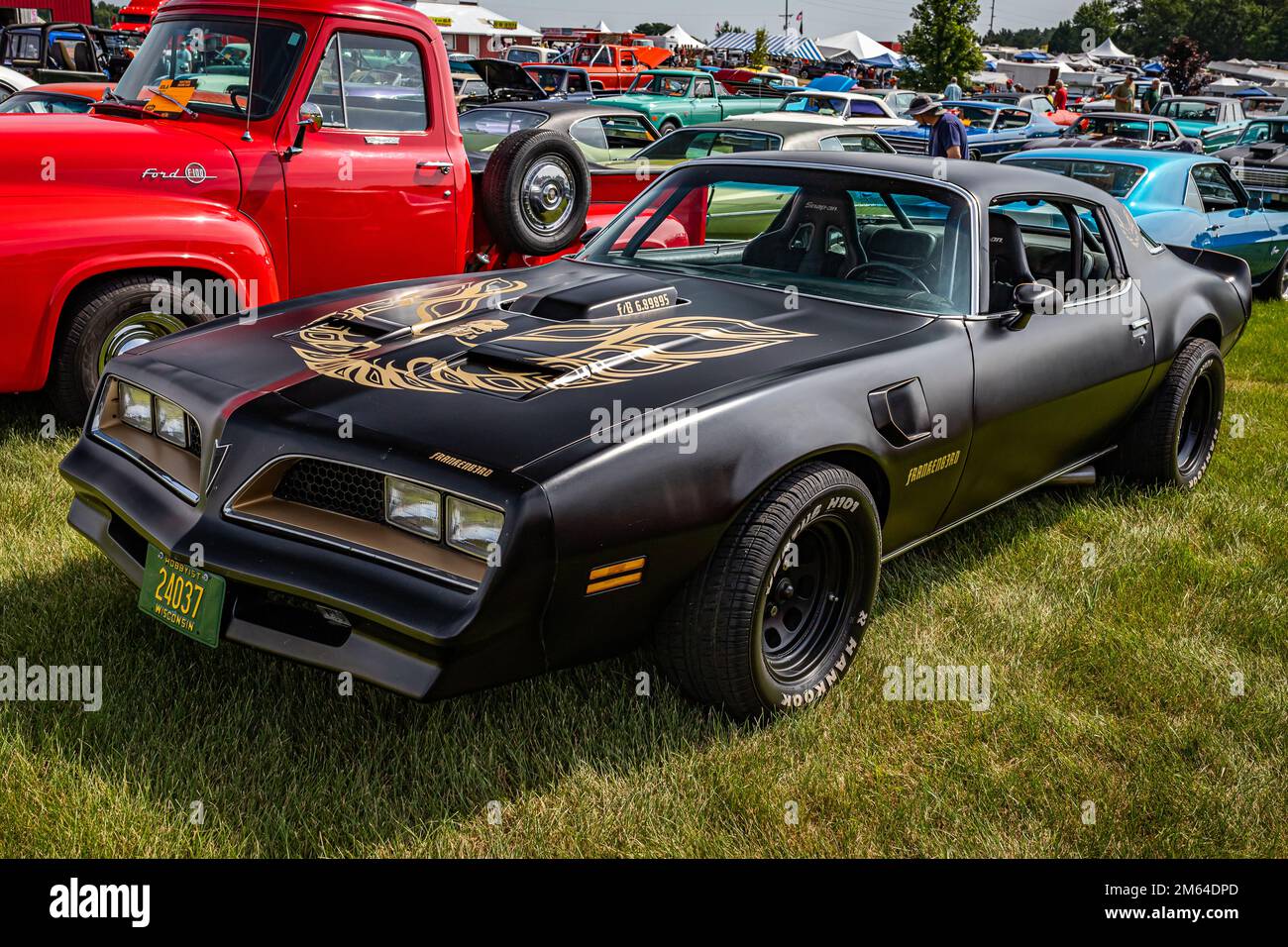 Iola, WI - July 07, 2022: High perspective front corner view of a 1977 ... Iola, WI - July 07, 2022: High perspective front corner view of a 1977 ...