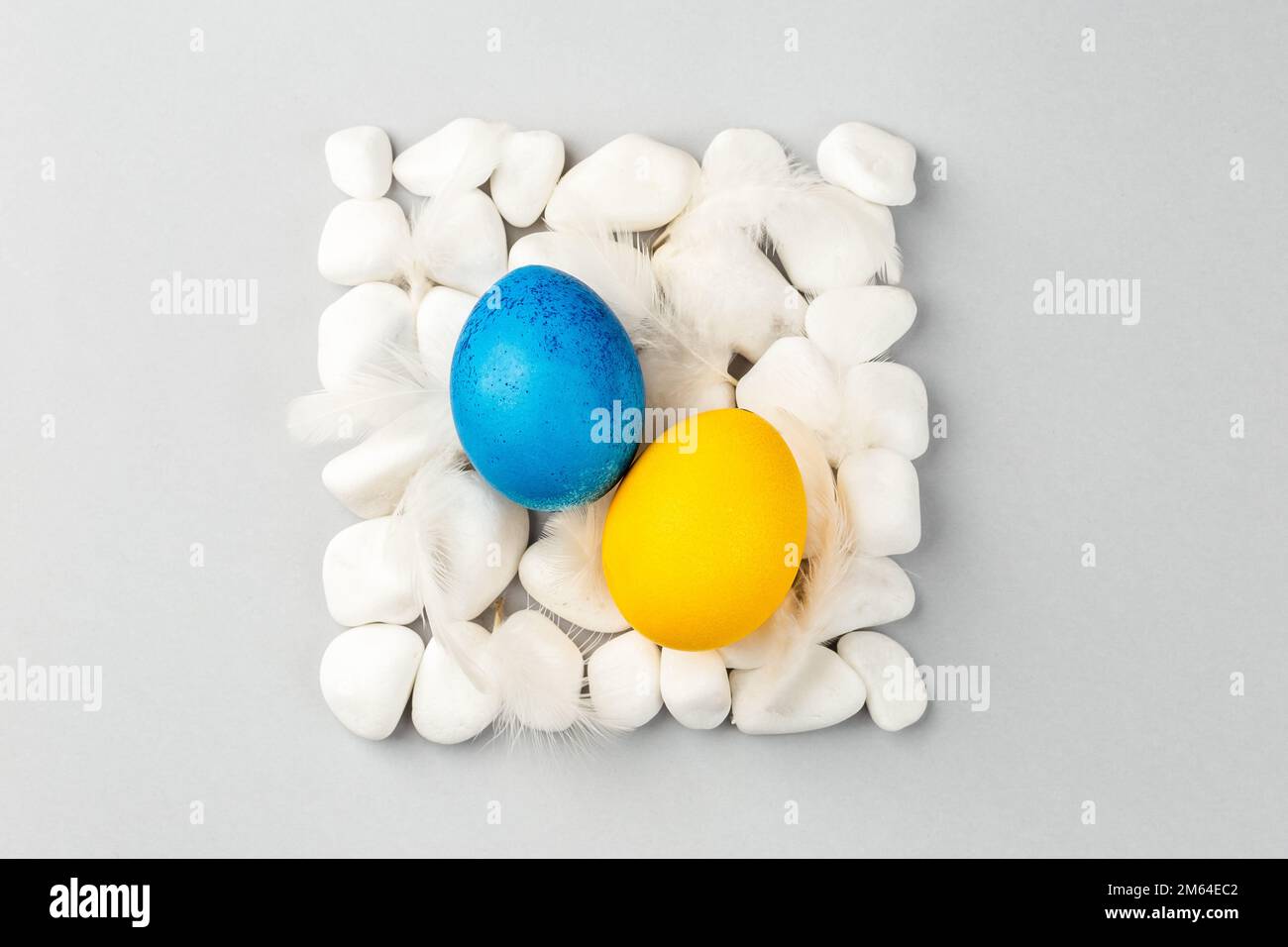 Ukrainian Easter Eggs painted Blue and Yellow. National flag colors ...