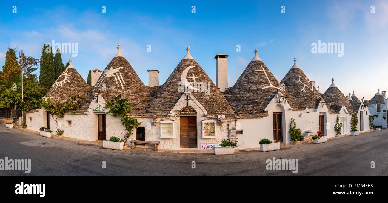 ALBEROBELLO, ITALY - OCTOBER 10, 2022: Trullo houses with the ...