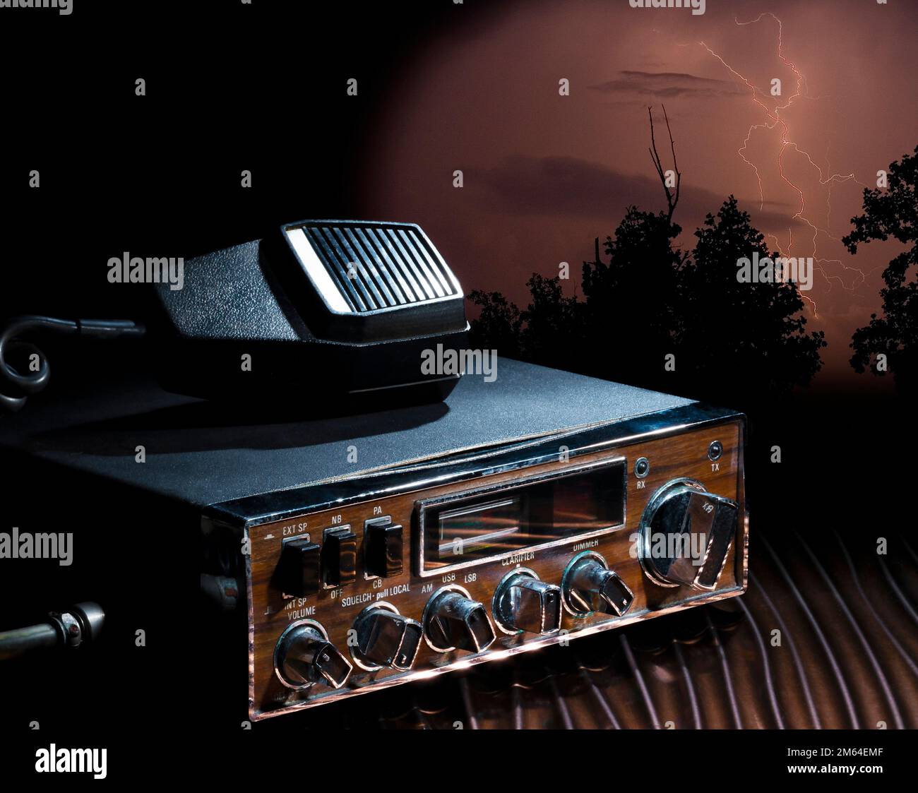 Lightning strike behind a two way radio and microphone Stock Photo - Alamy