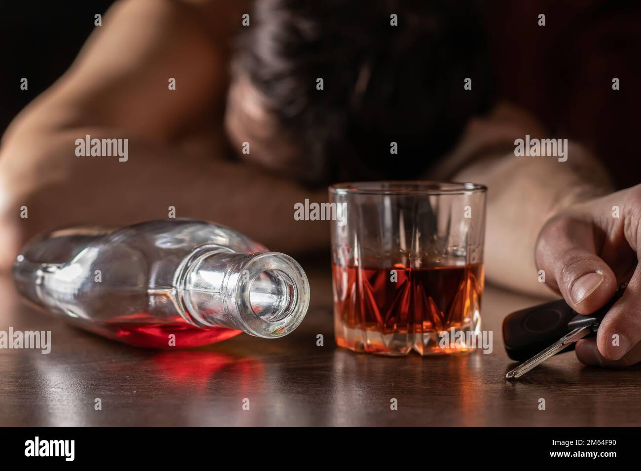 Alcoholism, alcohol addiction and people concept - male alcoholic with ...