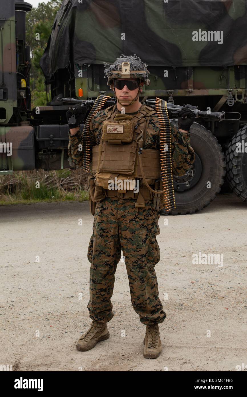 U.S. Marine Corps Cpl. Colt Bonser, a low altitude air defense gunner ...