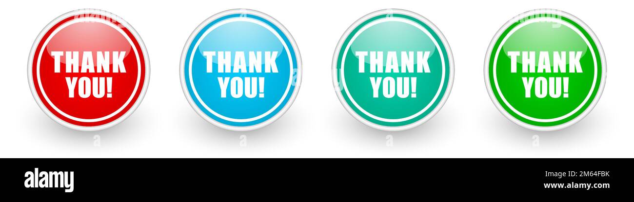 Thank you vector icons, colorful glossy buttons on white Stock Vector ...