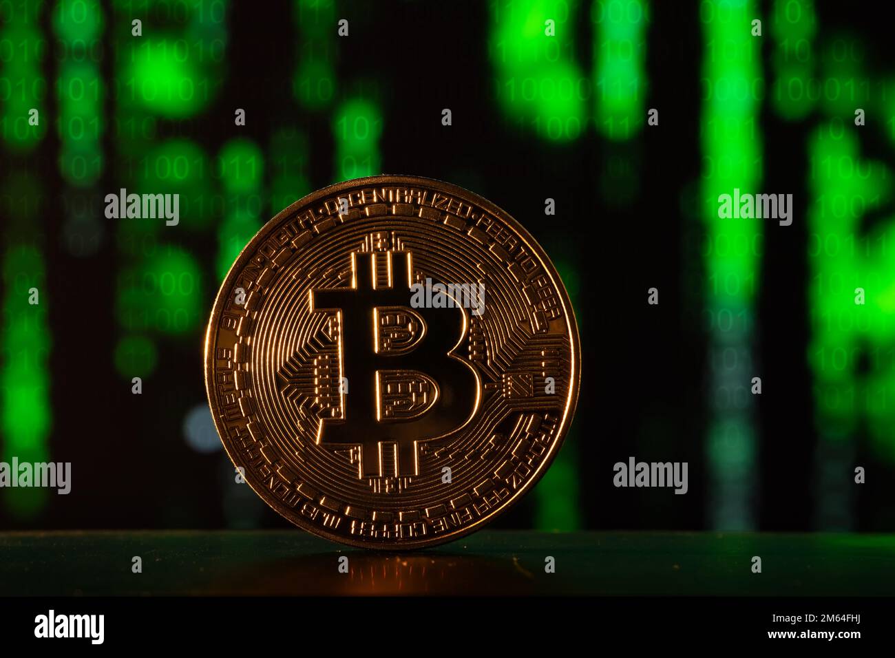 Bitcoin With Technology Binary Code Digital Binary Data And Secure Data With Number 0 And 1