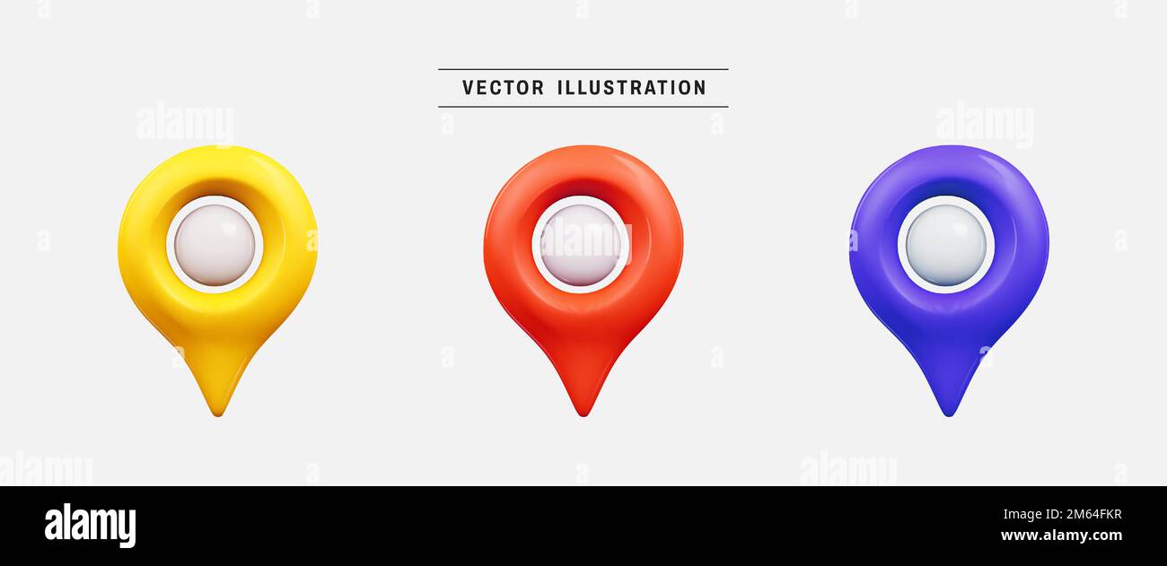 Map location pin pointer 3d icon render. realistic design elements ...