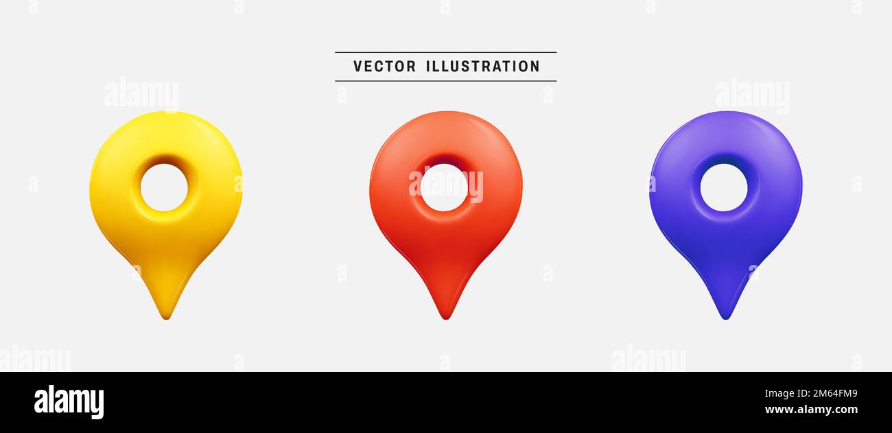 Map location pin pointer 3d icon render. realistic design elements ...