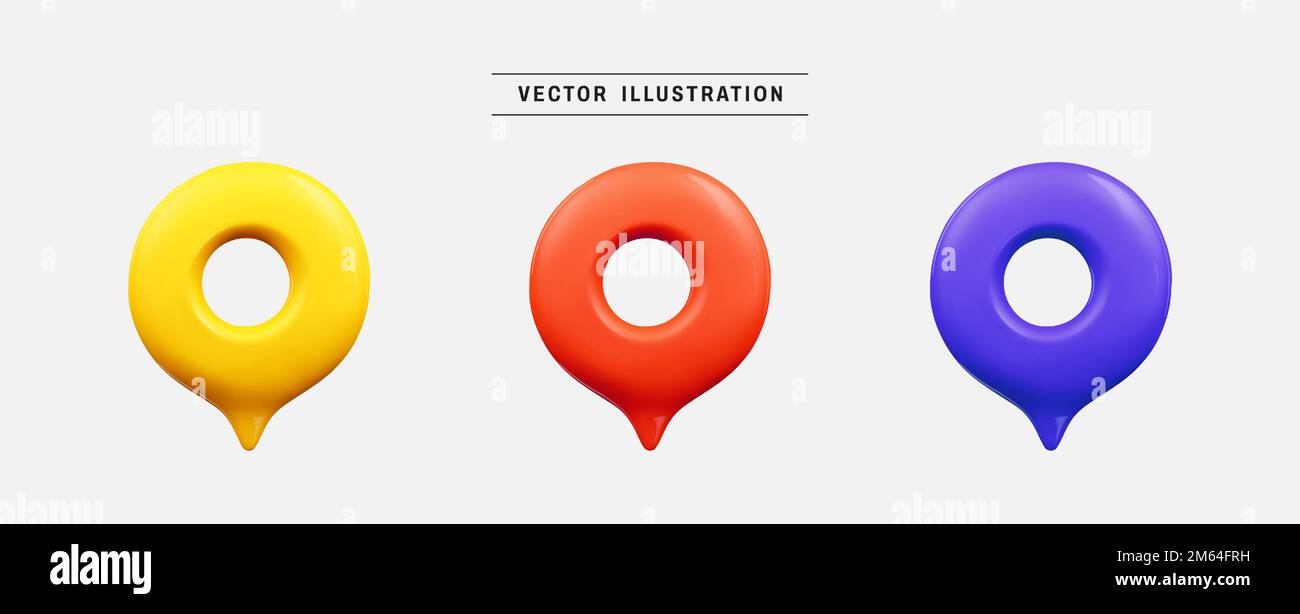 Map location pin pointer 3d icon render. realistic design elements ...