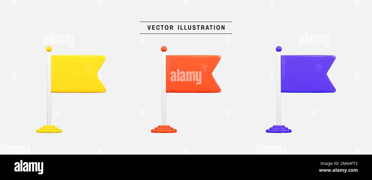 Flag with pole 3d icon render. realistic design elements collection ...