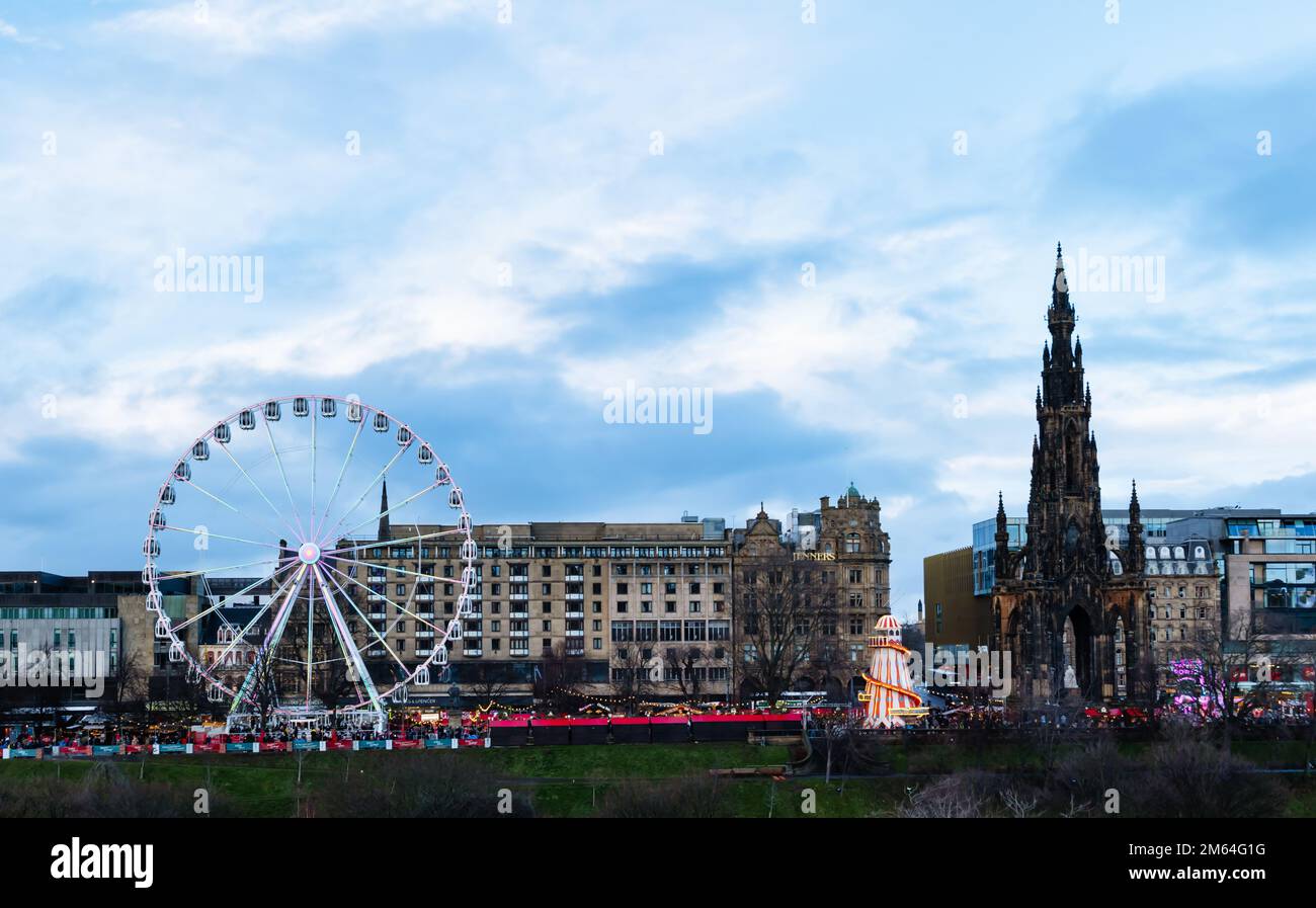 Christmas market, Princes Street Gardens with Big Wheel & Scott ...