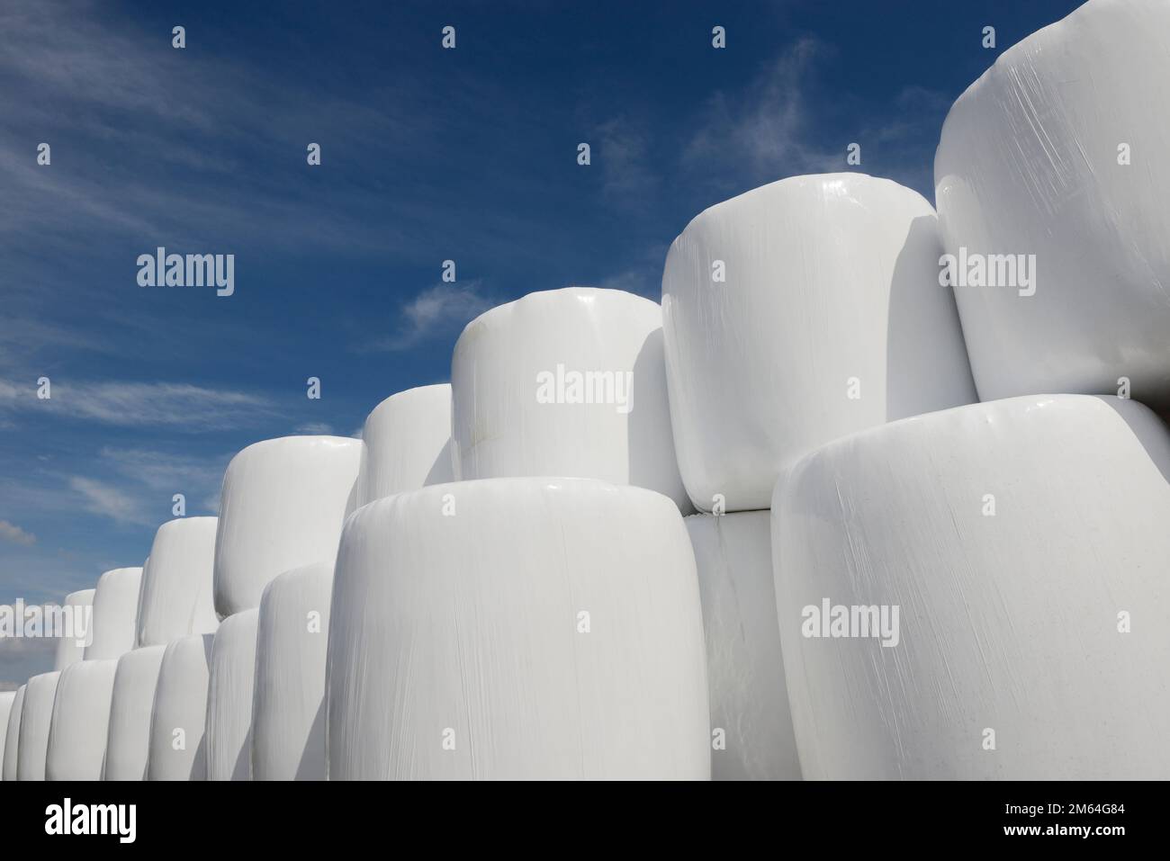 White plastic wrapped hay bales hi-res stock photography and images - Alamy
