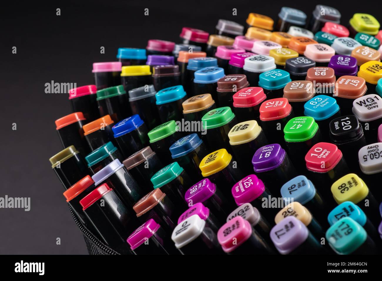 Multi-colored markers with a signed color number on the cap Stock Photo ...