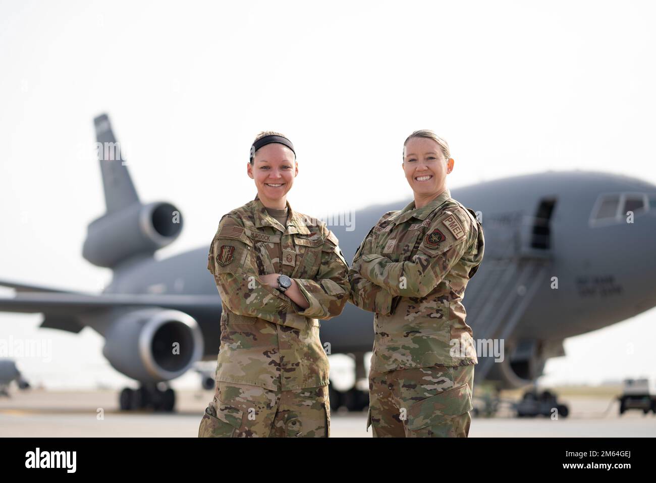 U.S. Air Force Master Sgt. Blakeley Murdock, left, 60th Air Mobility ...