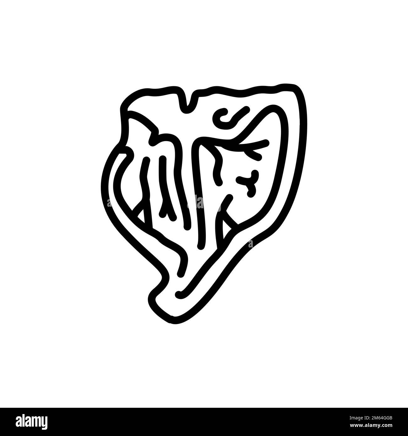 Steak beef porterhouse color line icon. Cutting meat. Pictogram for web ...