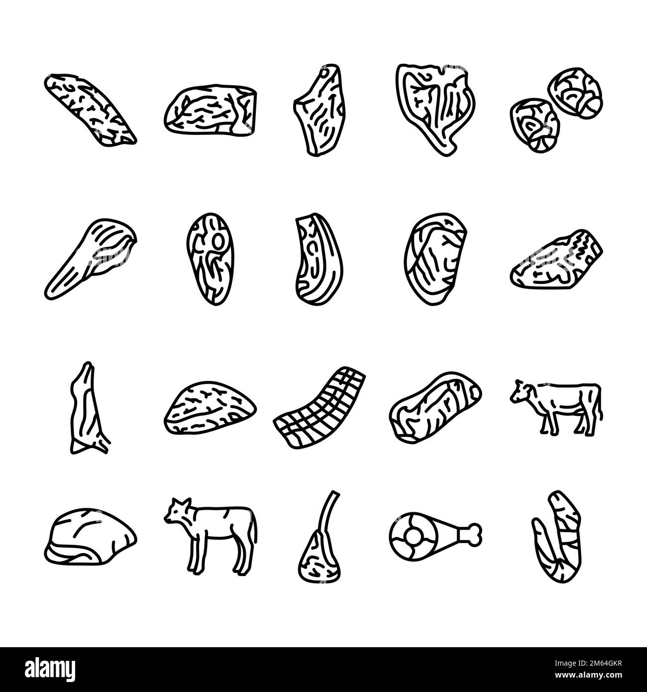 Beef meat color line icons set. Pictograms for web page, mobile app ...