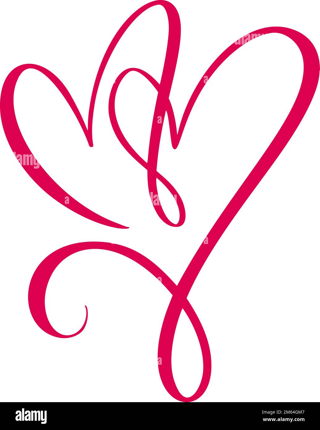 Red Vector Love Two Hearts Logo Sign Romantic Illustration Symbol