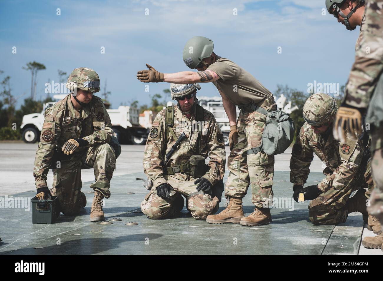U.S. Air Force Airmen assemble the FRP (Fiber-Reinforced Polymer) to ...