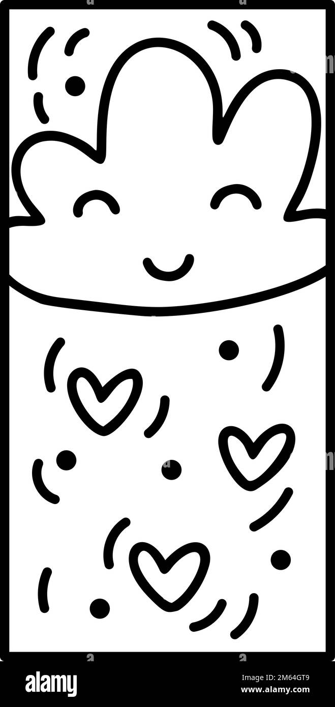 Valentine vector composition happy cloud and rain with hearts. Hand ...