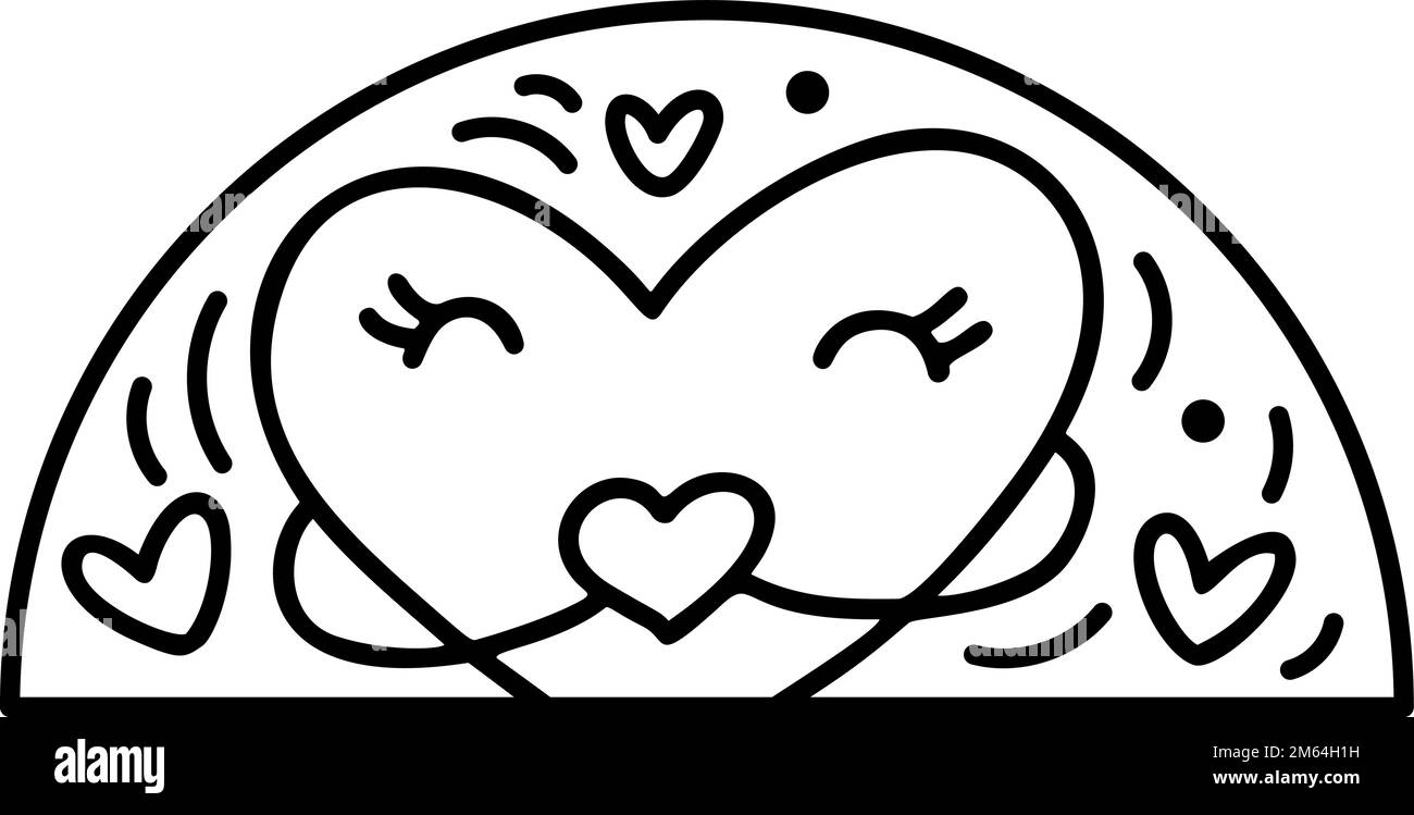 Hand drawn valentine vector heart constructor in half round frame ...
