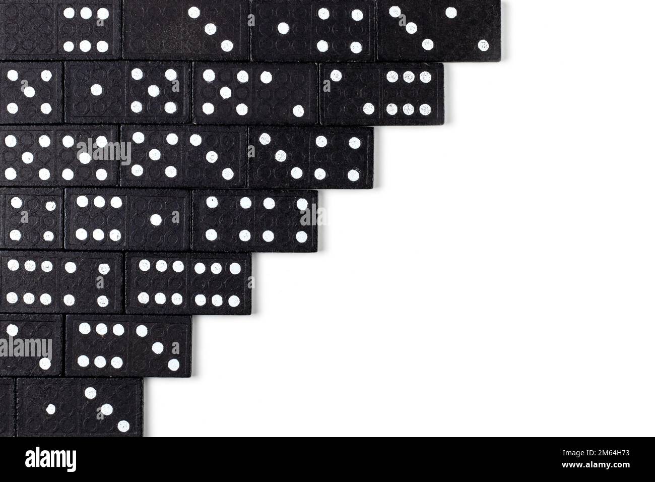 Black dominoes on a white background, top view. Board game. Place for ...
