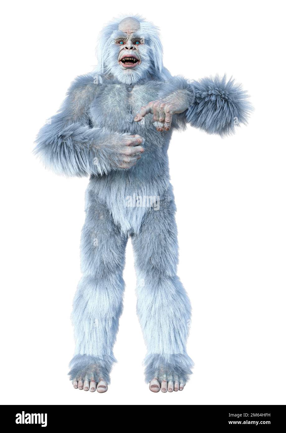 3D rendering of a fantasy creature yeti isolated on white background ...