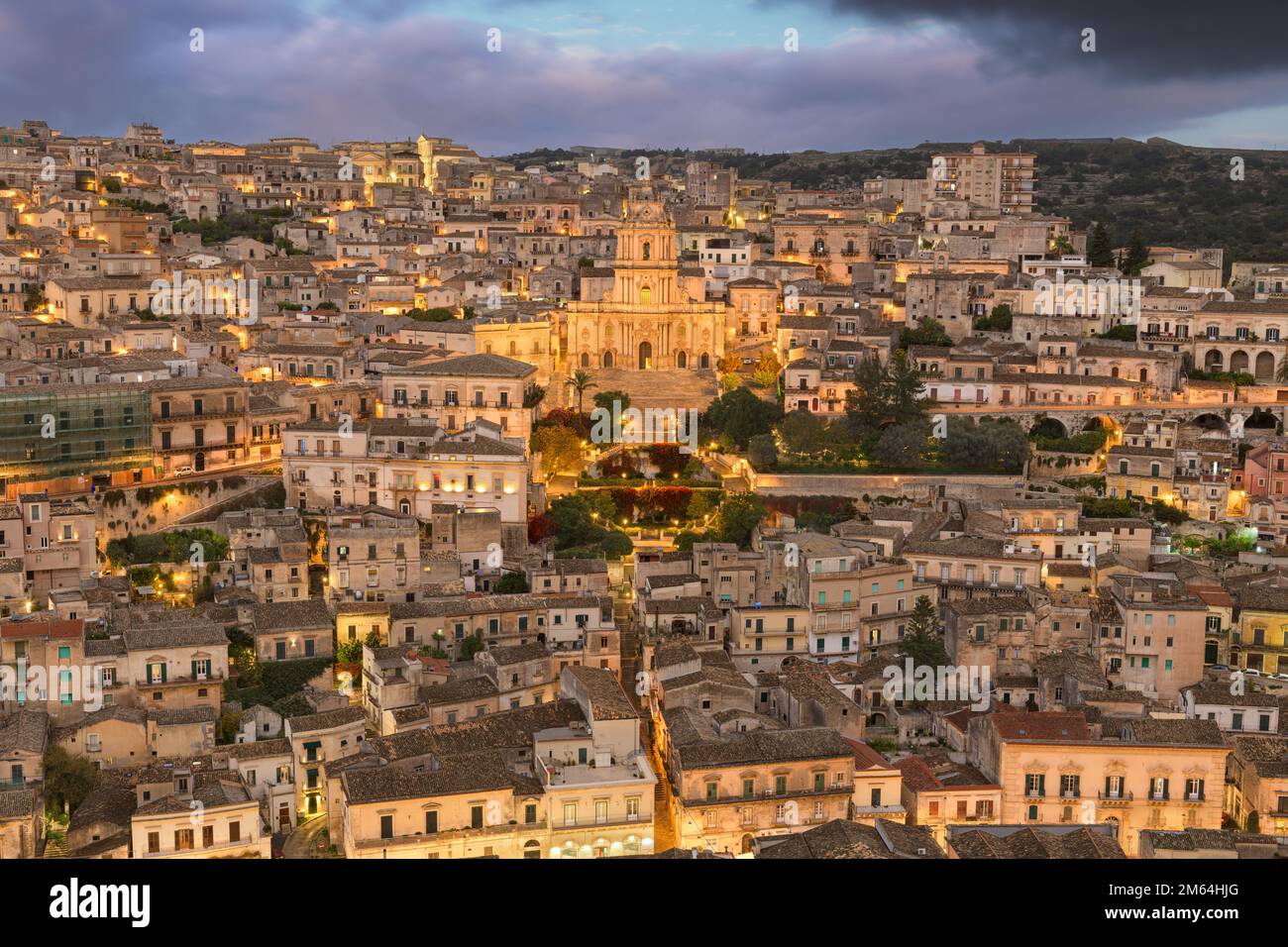 Modica, Sicily, Italy with the Cathedral of San Giorgio at twilight ...
