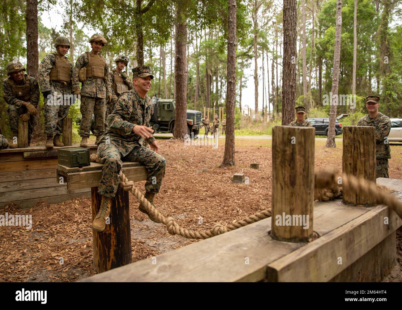 U.S. Marine Corps Sgt. Maj. Jonathan E. Novak, right, sergeant major of ...