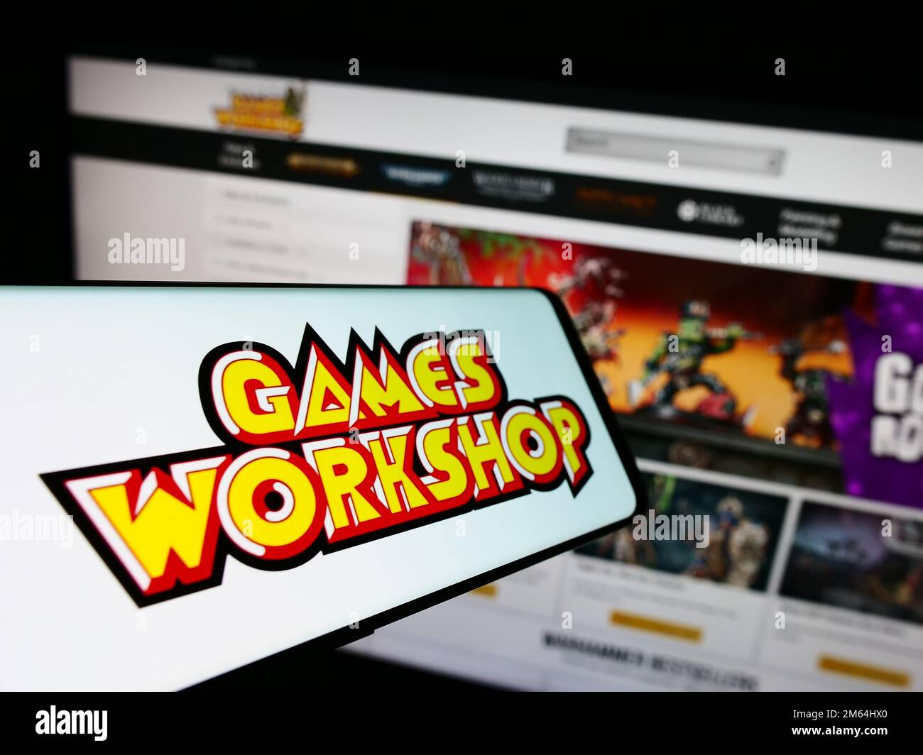 Smartphone with logo of British company Games Workshop Group plc on ...