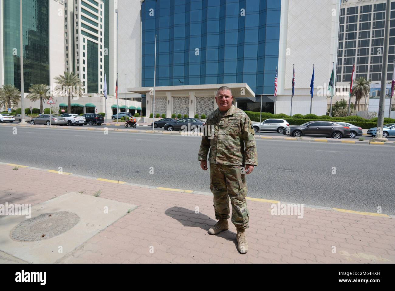 Ssg. Armstrong standing in front of reconstructed Sheraton Hotel in ...