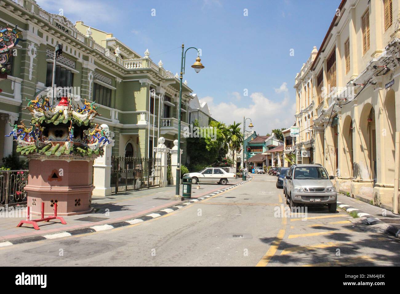 Georgetown, Penang, Malaysia - November 2012: A street lined with ...