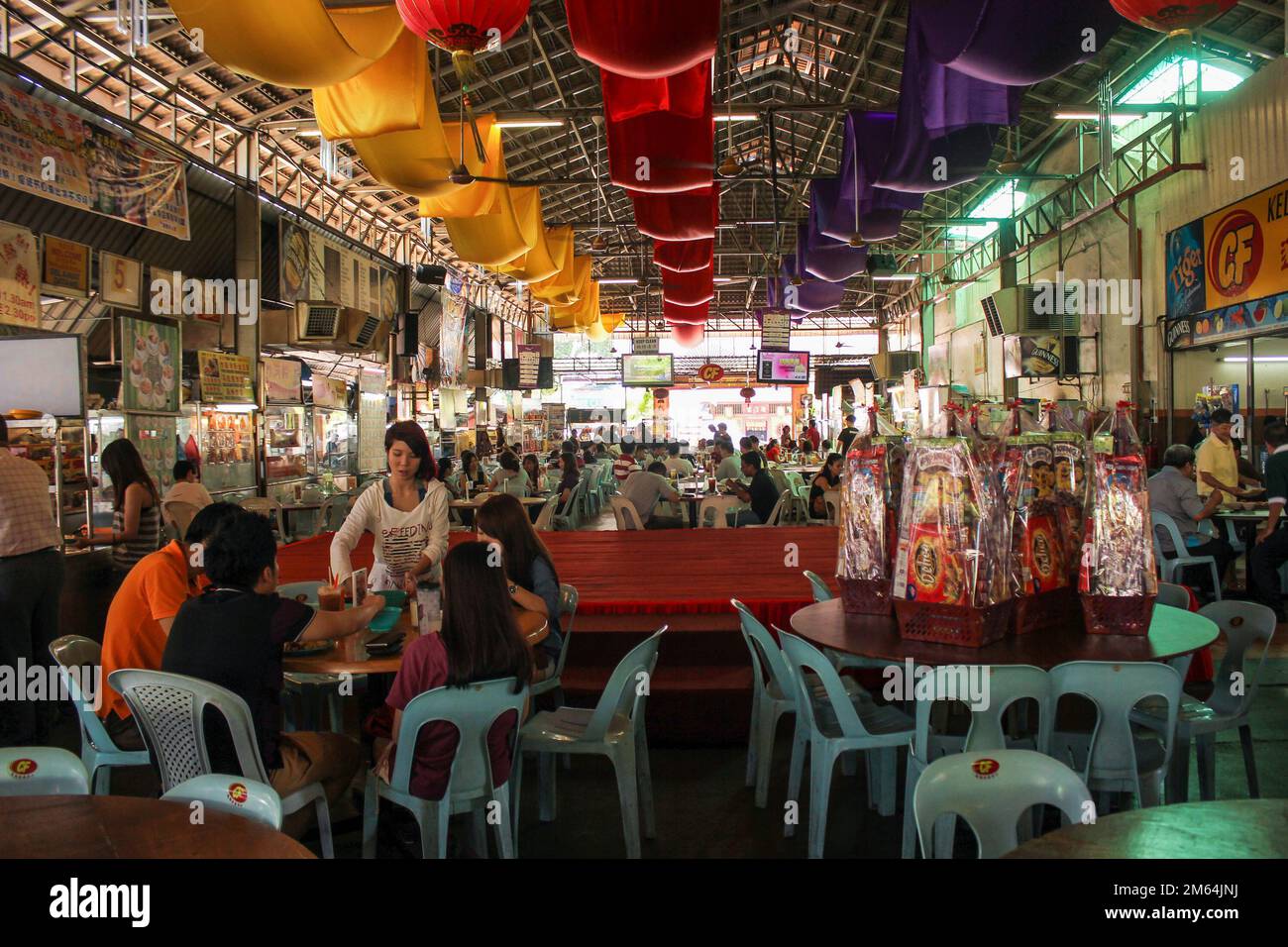 Georgetown, Penang, Malaysia - November 2012: A hawker center crowded ...