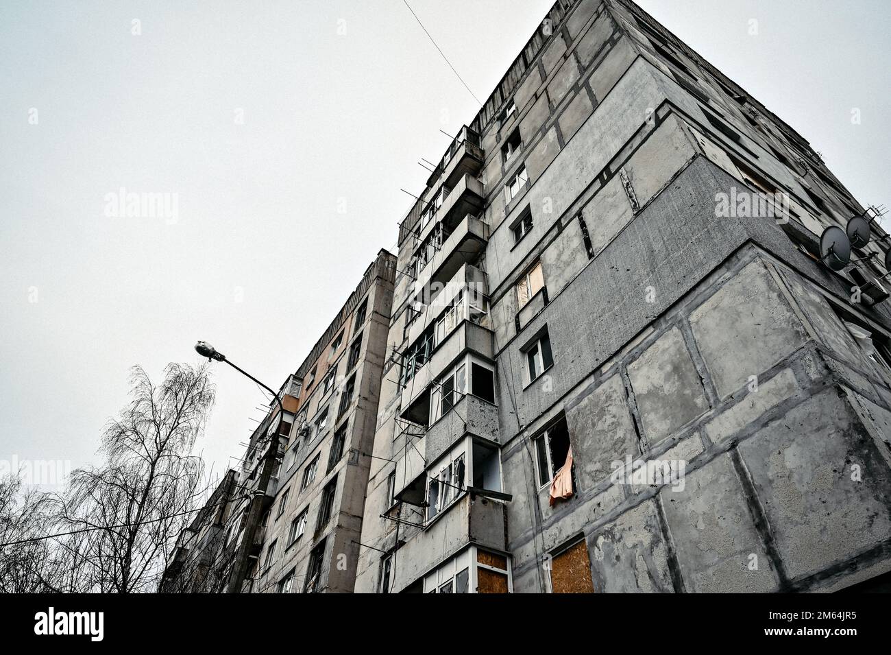 ORIKHIV, UKRAINE - DECEMBER 30, 2022 - A residential building damaged ...