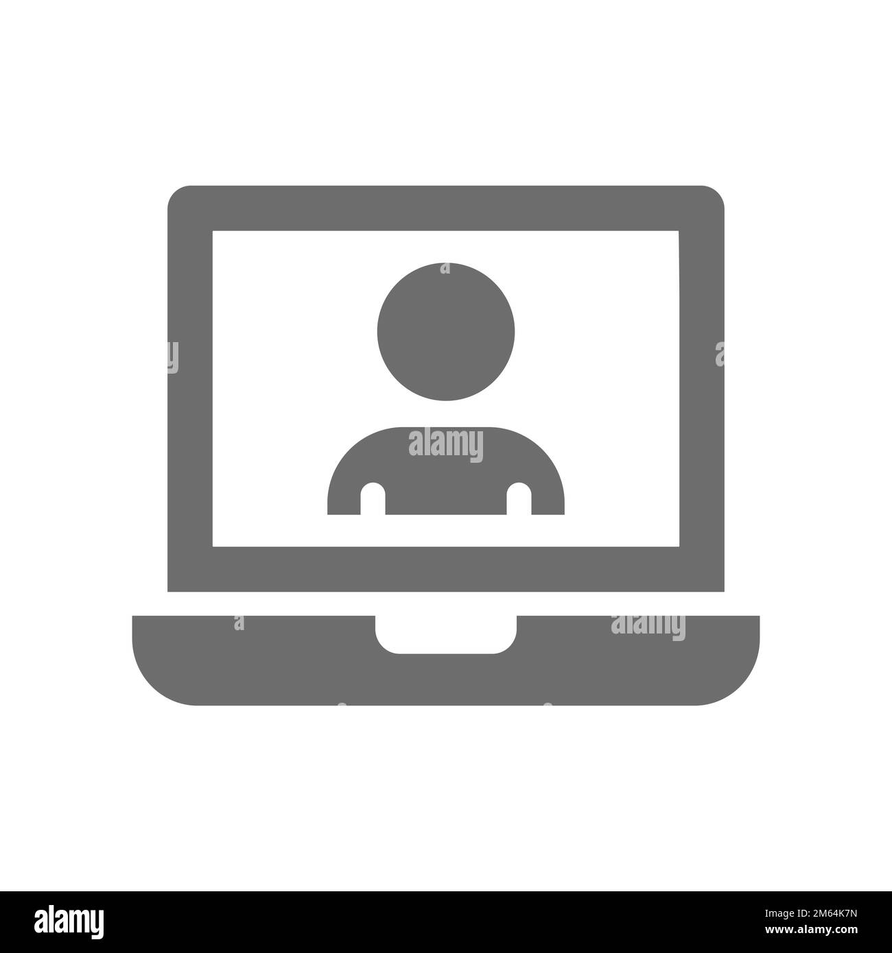 Person and laptop vector icon. Man and computer, user, medial or online ...