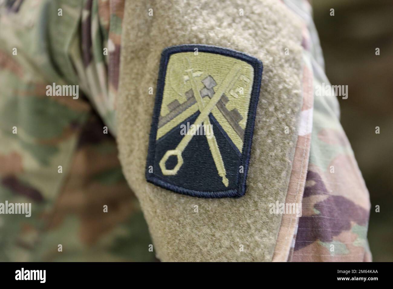 A U.S. Soldier assigned to the 330th Movement Control Battalion wears ...