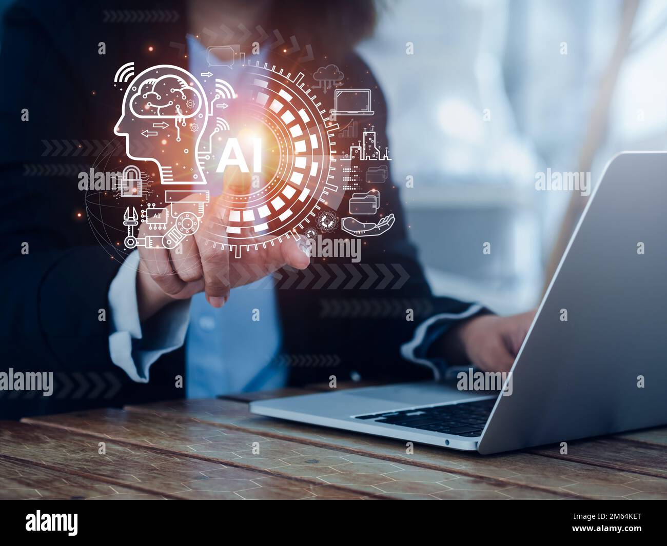 Artificial Intelligence concept (AI). Futuristic virtual graphics of ...