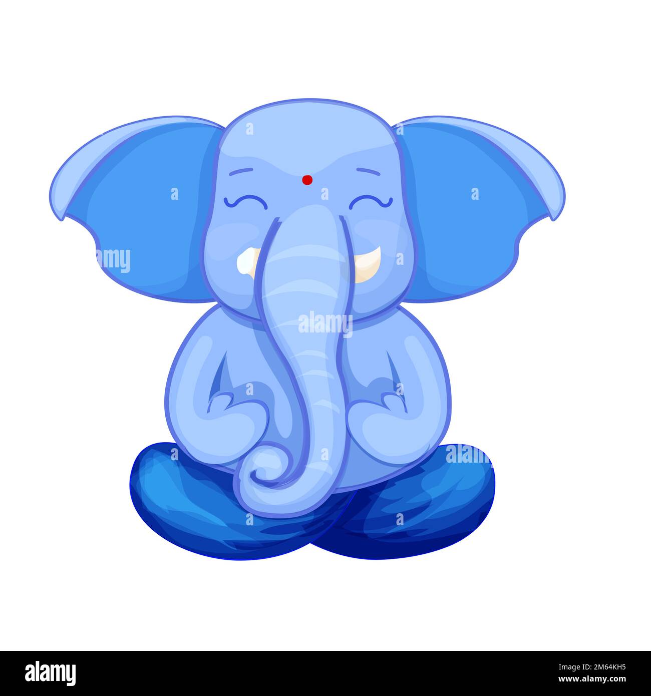 Ganesha god cute character lotus pose, meditation in cartoon style ...
