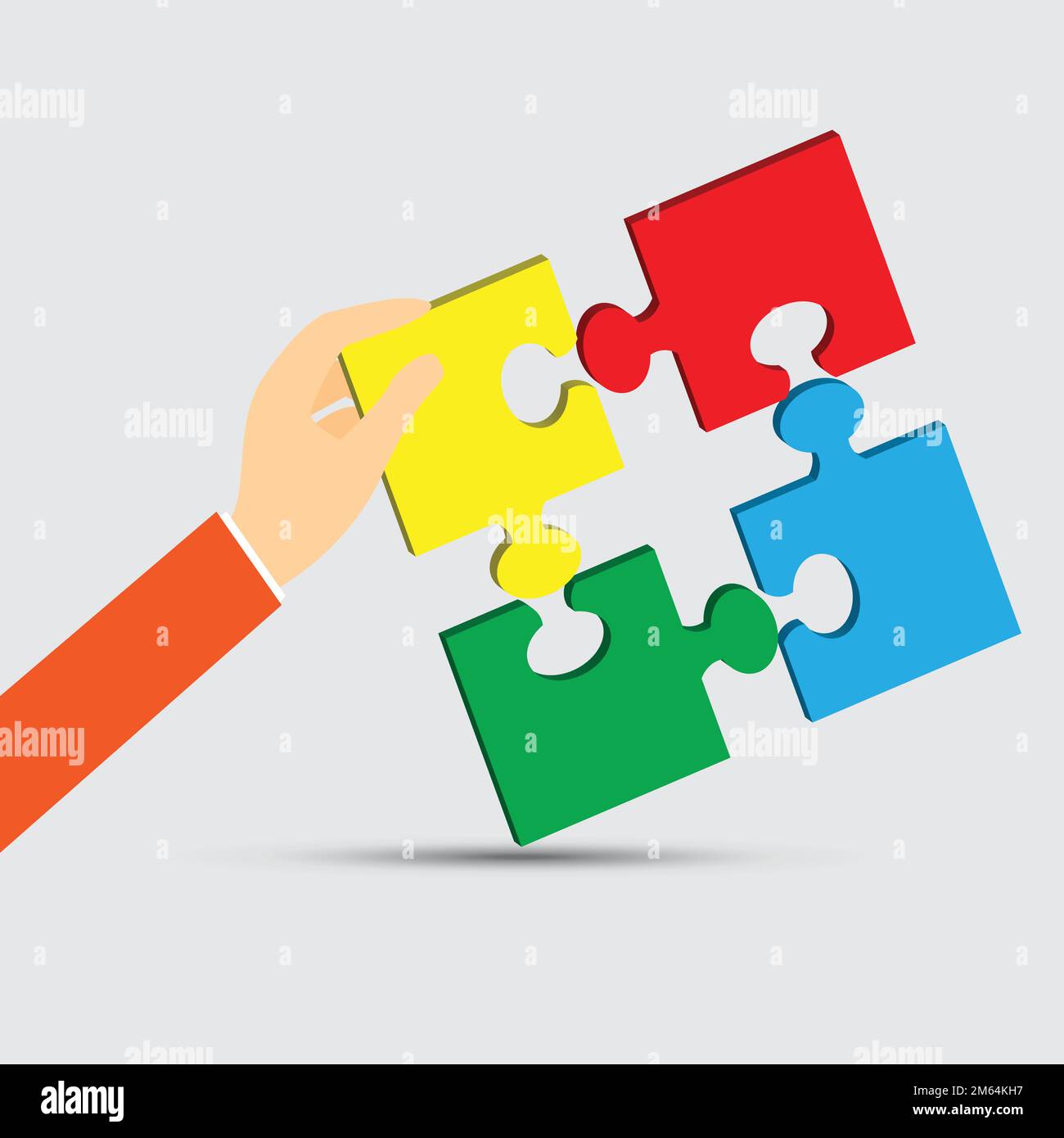Hand solving jigsaw puzzleof different colors Stock Vector Image & Art ...