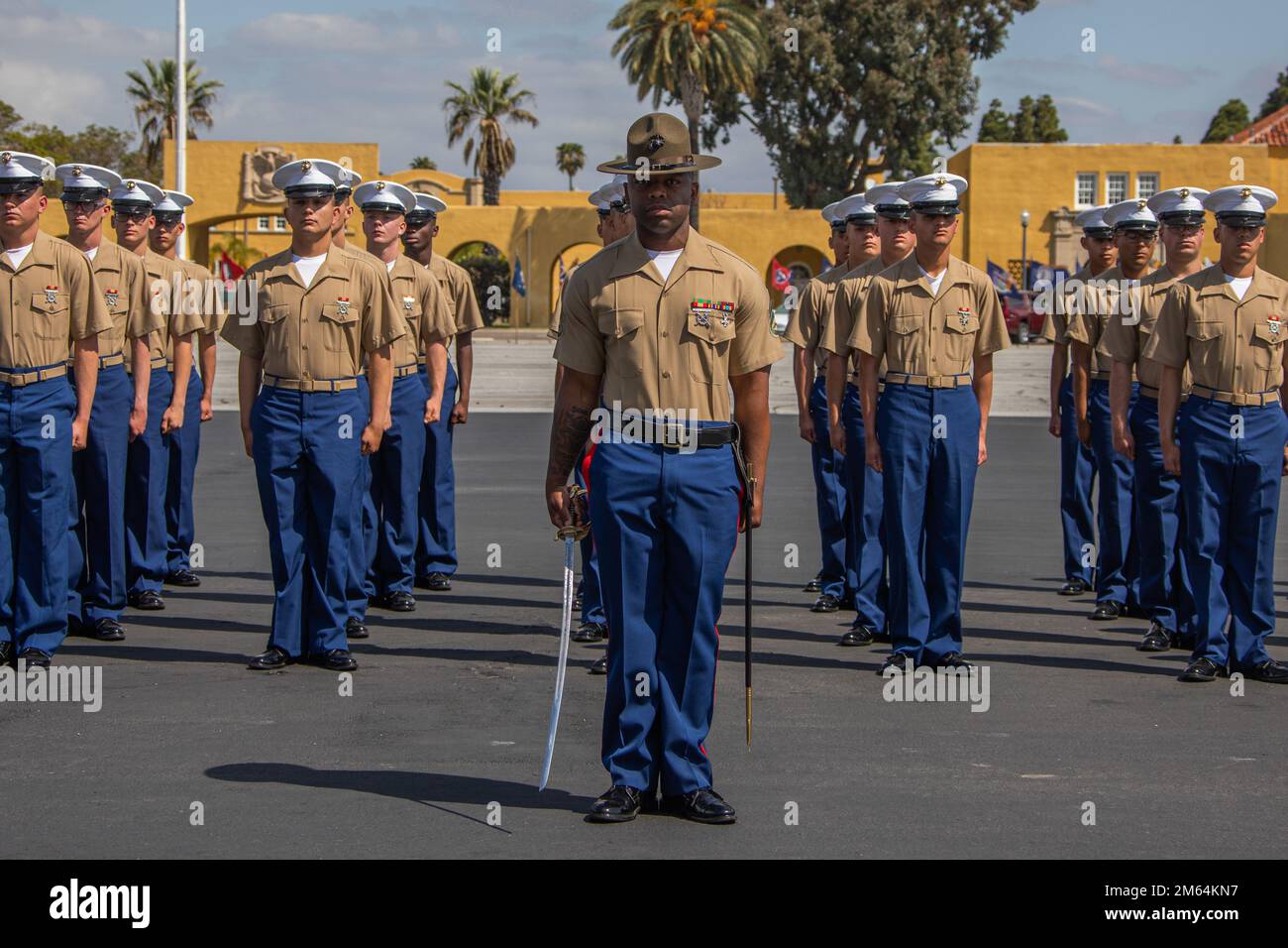 A U.S. Marine Corps Senior Drill Instructor (SDI) with India Company ...