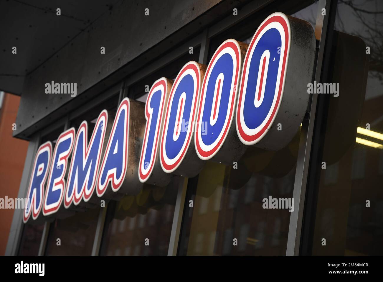 Jyerup/Denmark/02 January 2023/ Rema 1000 shopper at REMA 1000 grocery ...