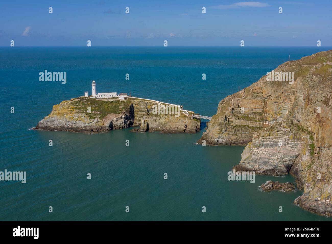 Panoramic photo of South Stack Lighthouse near Holyhead Anglesey aerial ...
