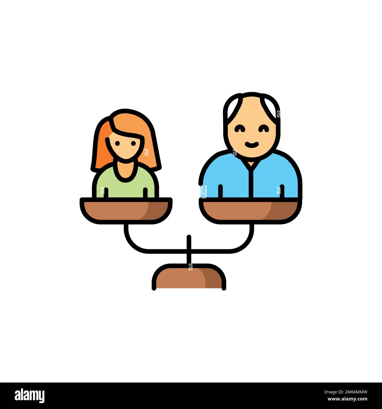 Equality Between Old And Young Color Line Icon Multinational Company