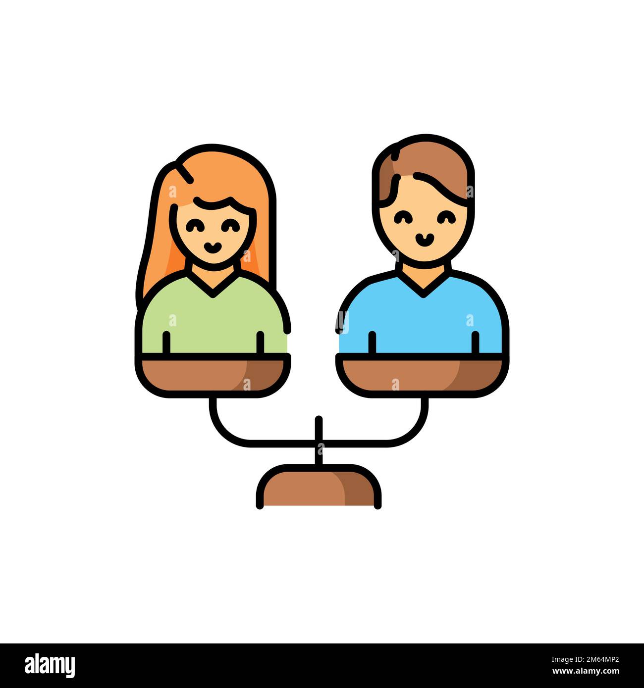 Equality Between Woman And Man Color Line Icon Multinational Company