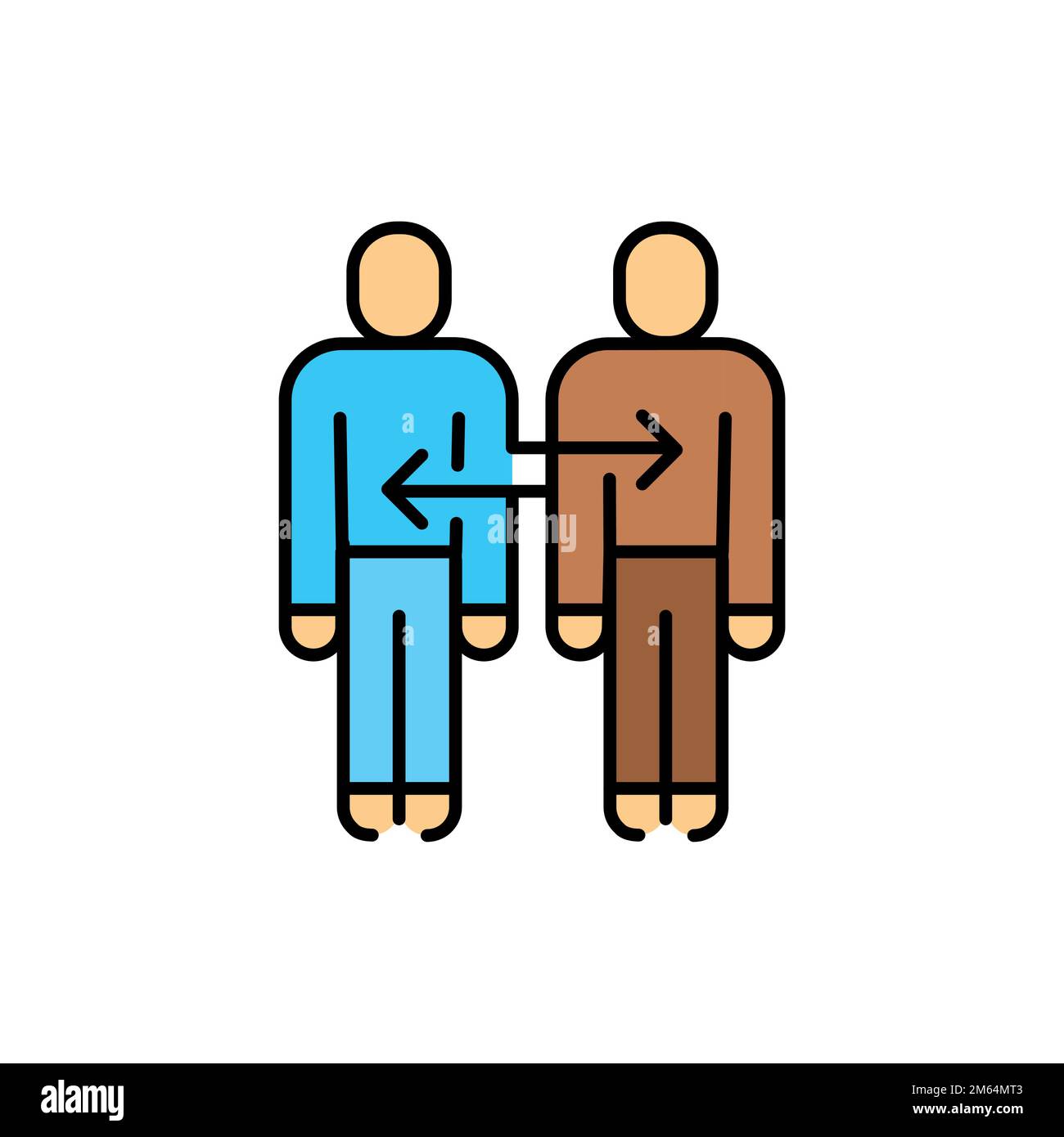 Equality between old and young color line icon. Multinational company ...