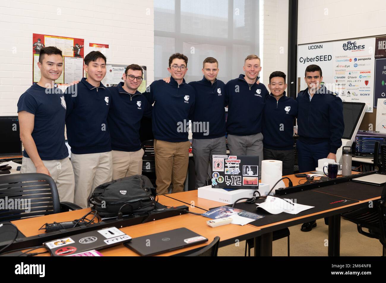 A U.S. Coast Guard Academy cadets, members of the Academy's cyber team ...