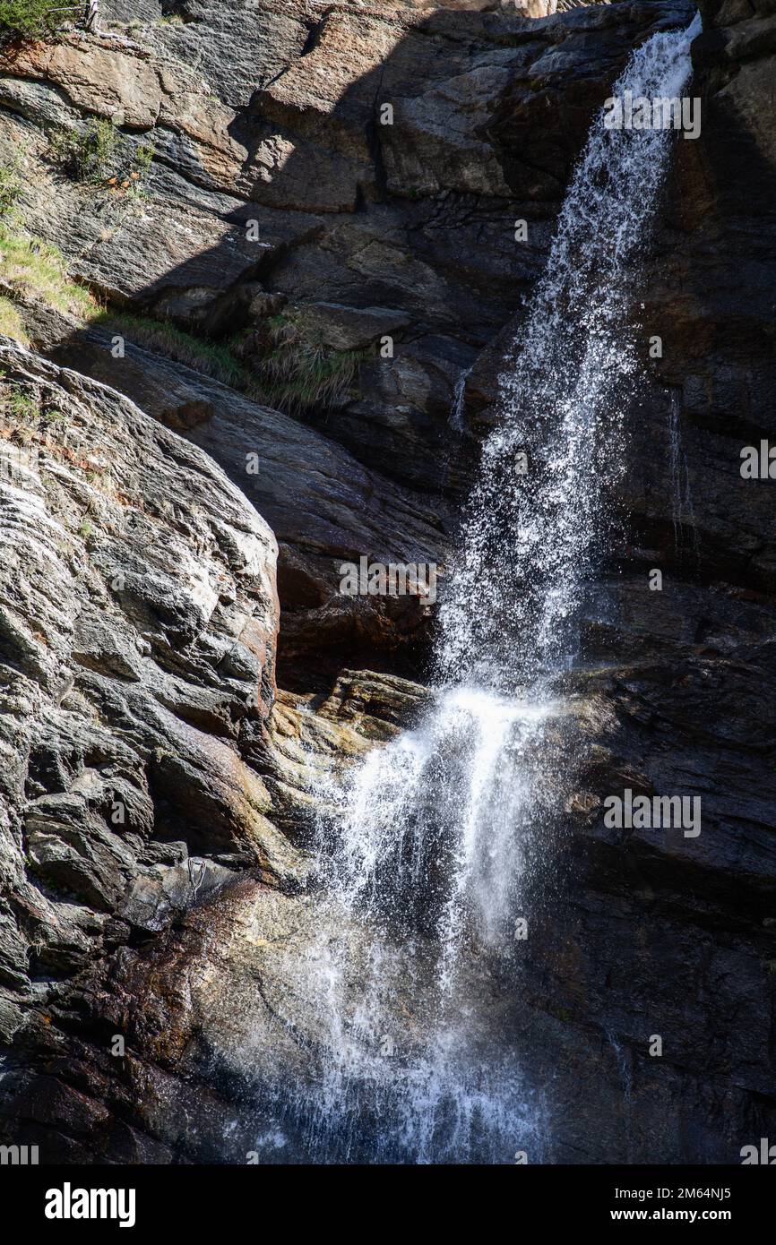 Karst fissure formed by constantly falling water of Lillaz waterfall ...