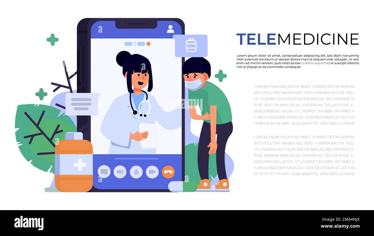 Telemedicine . Doctor consulting patient by video call via smartphone ...