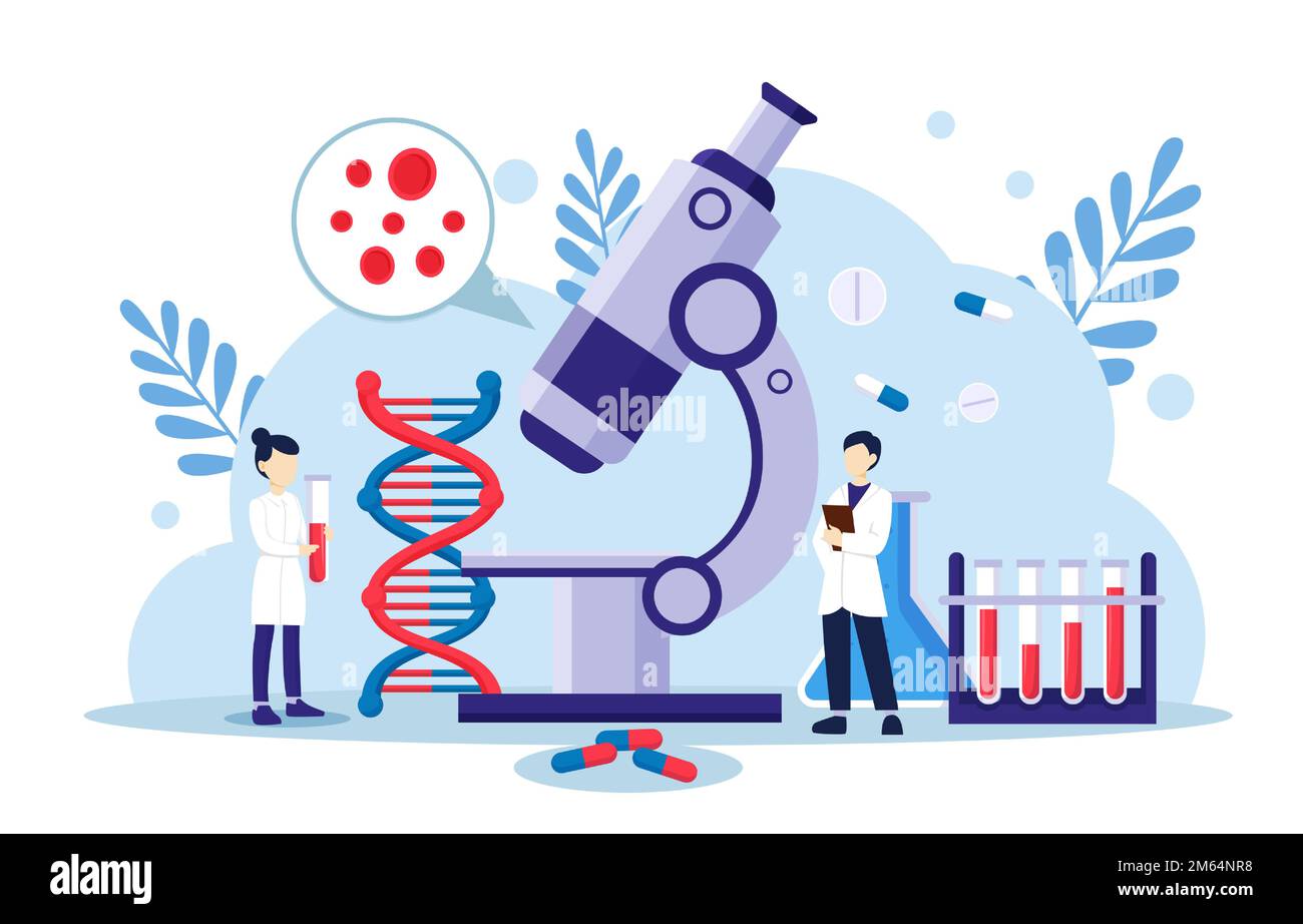 Genomics scene . Scientists are doing research in laboratory room . Genome therapy concept ...