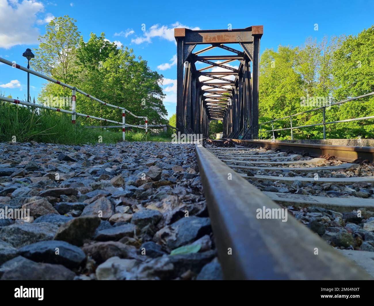 A train railway on the steel bridge Stock Photo - Alamy